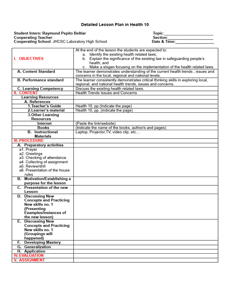 LP Template | PDF | Learning | Lesson Plan