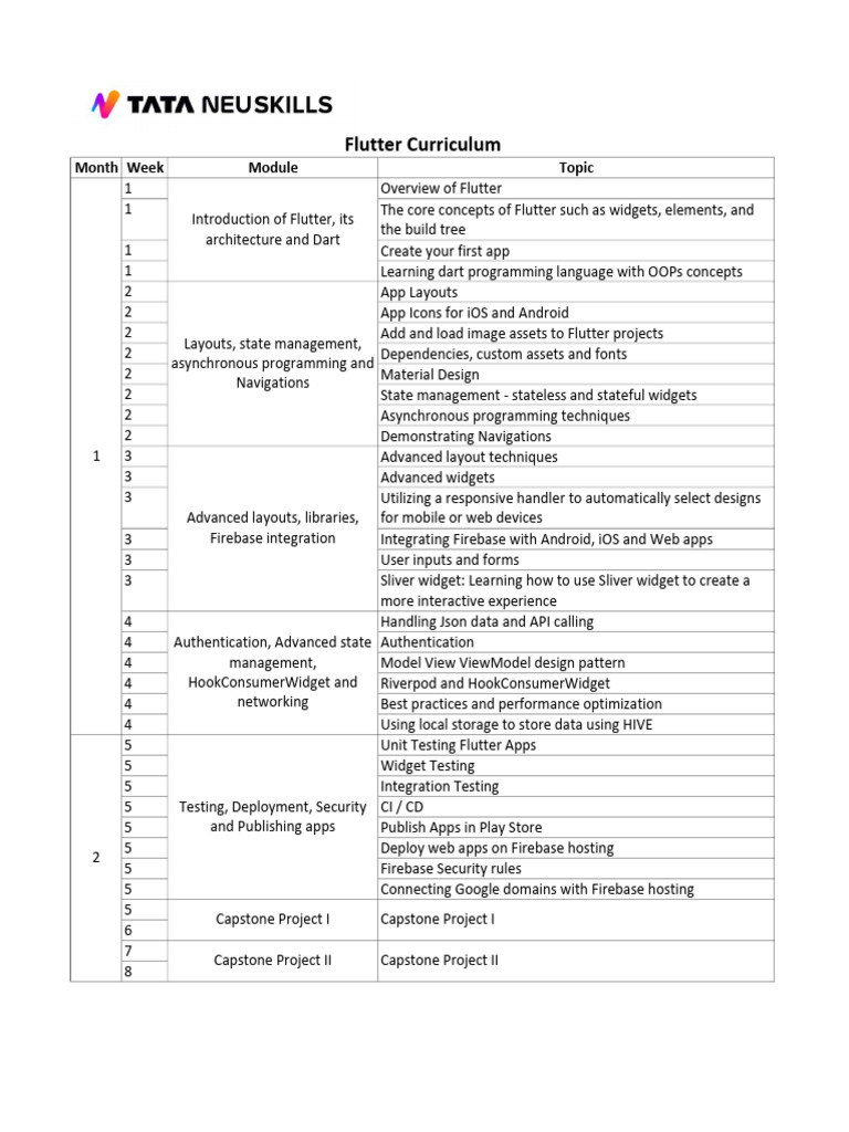 Flutter Curriculum | PDF | Mobile App | Ios