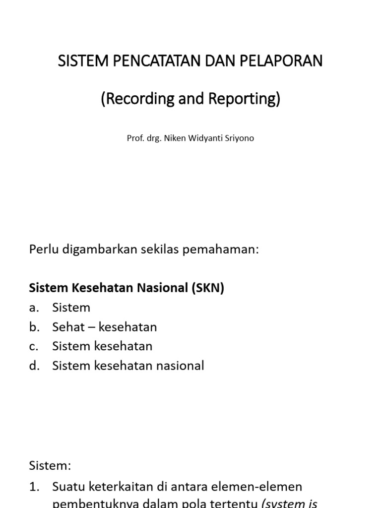Sistem Pencatatan Dan Pelaporan | PDF