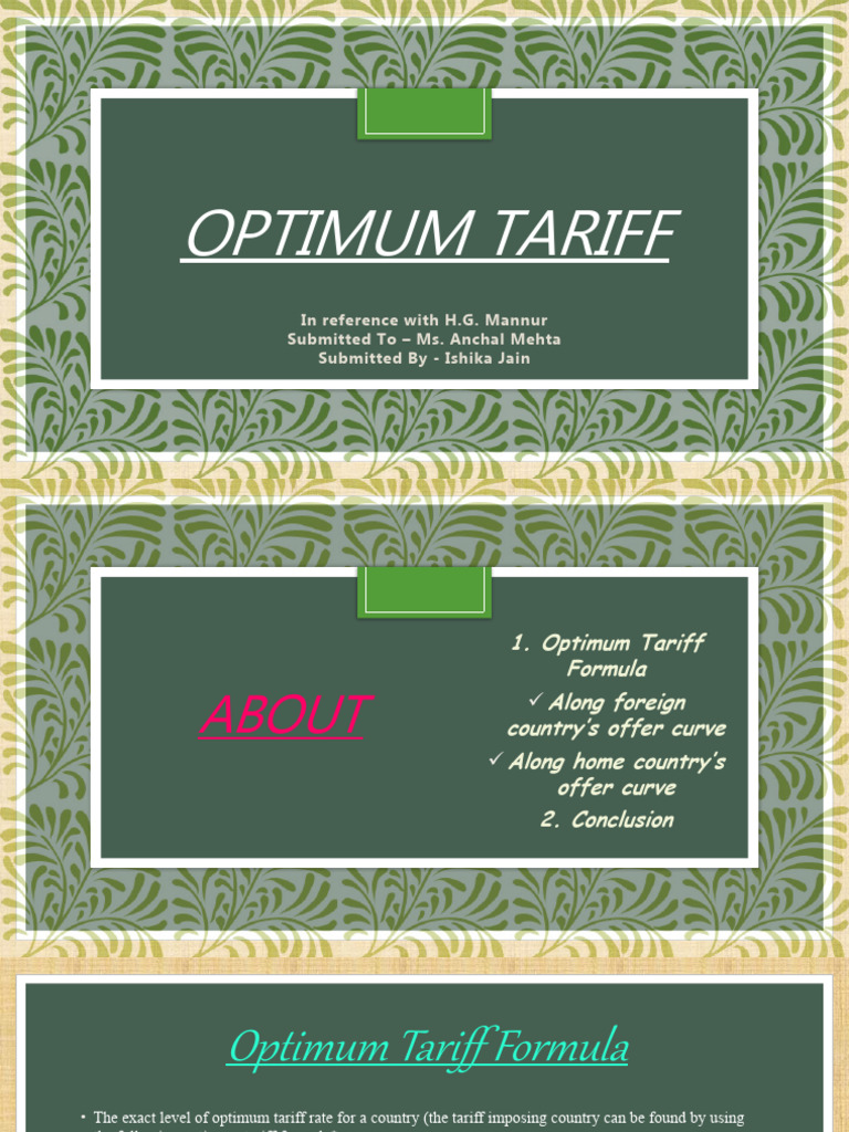 Optimum Tariff.8082 | PDF | Tariff | Elasticity (Economics)