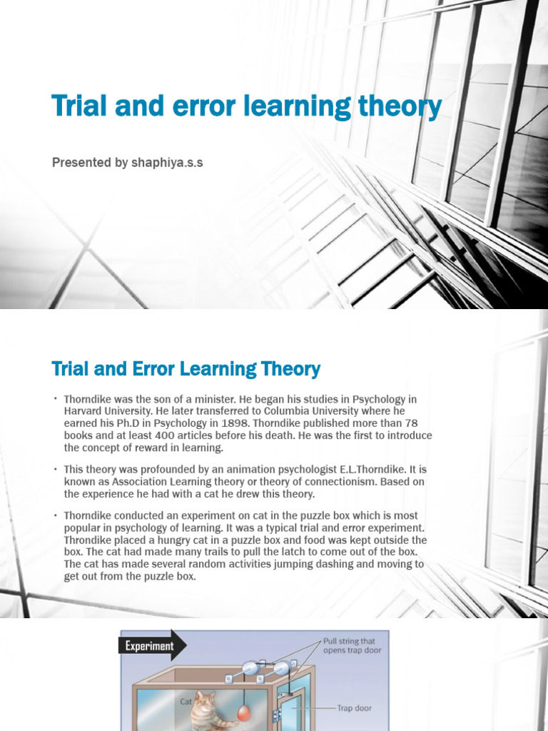 Thorndike's Trial and Error Learning Theory | PDF | Learning ...