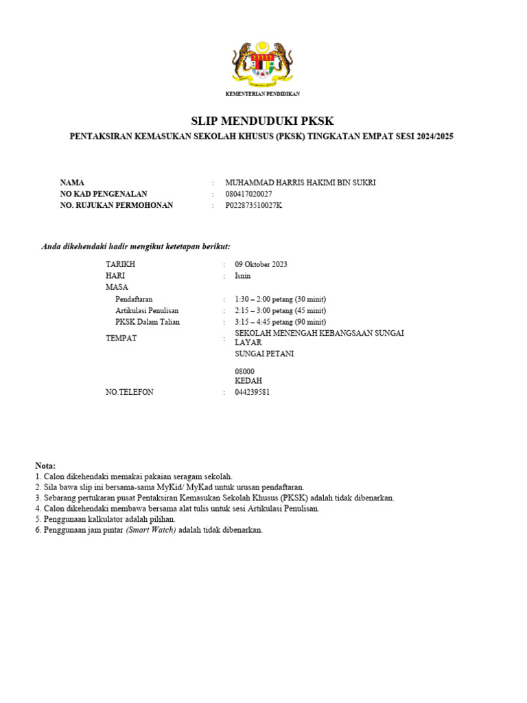 Slip PKSK - CFM | PDF