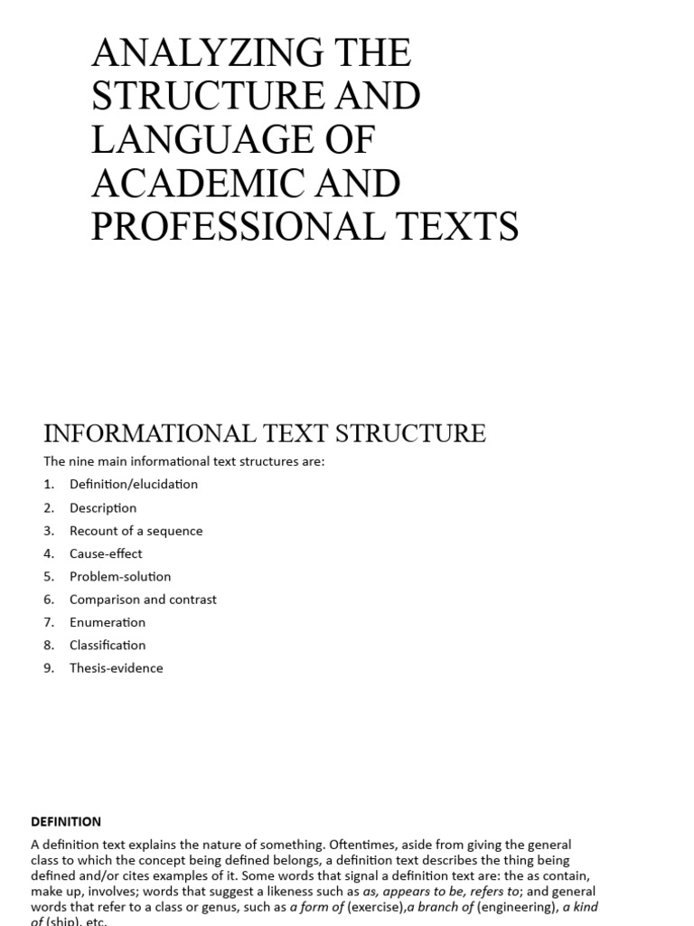 Eapp Report Structure and Language of Texts | PDF | Definition | Word