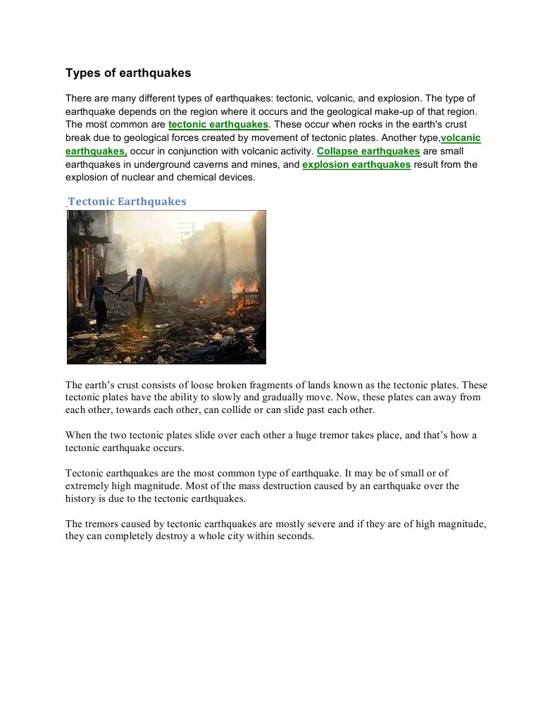 Types of Earthquakes | PDF