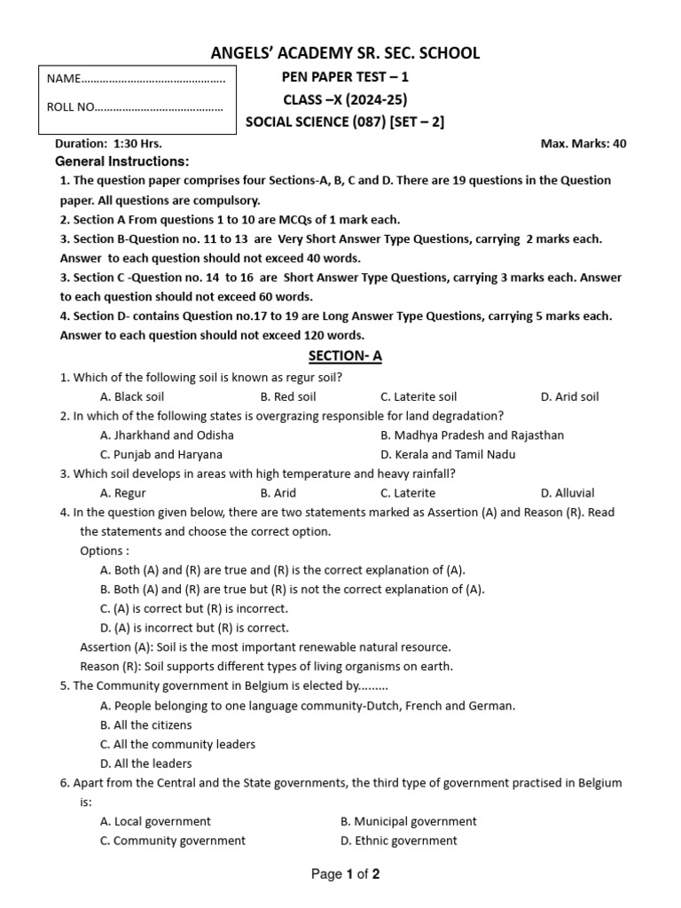 SS SET-2 CLass X | PDF | Life Expectancy