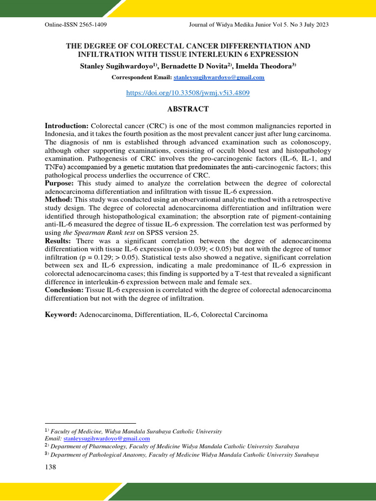 Stanley | PDF | Colorectal Cancer | Interleukin 6