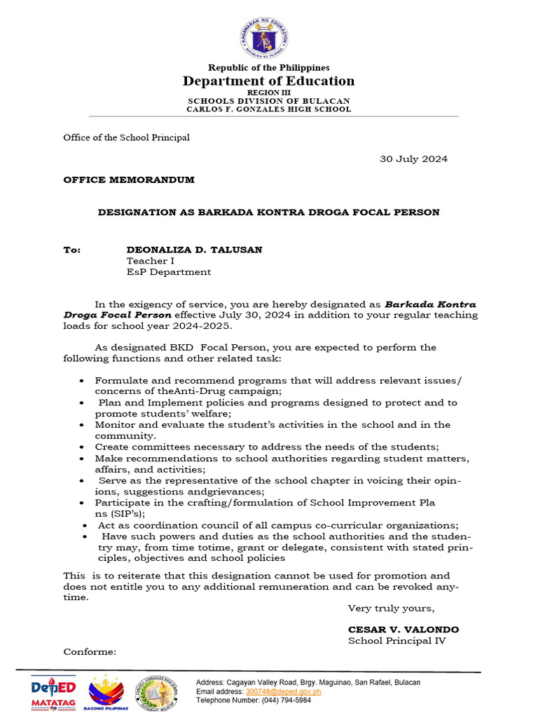 Template 2024 Designation Order | PDF | Teachers | Individualized ...