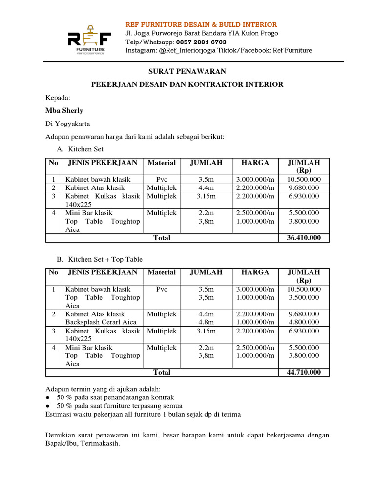 Penawaran Kitchen Set | PDF | Griya & Taman
