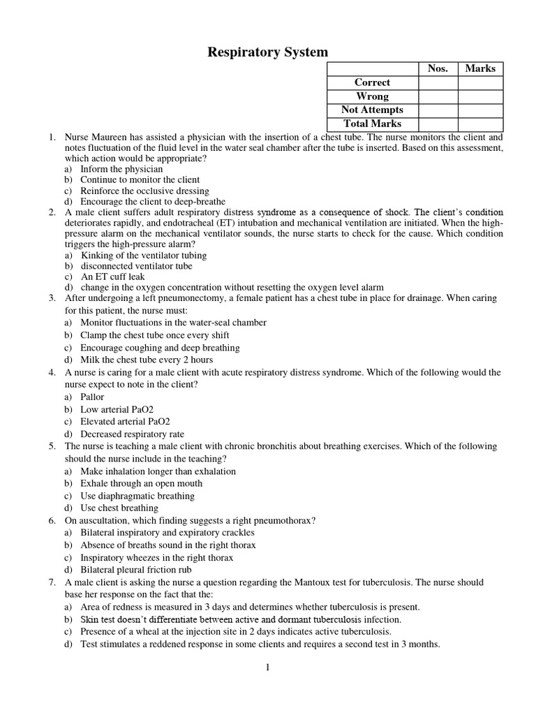 Respiratory Question Paper 24.3 | PDF | Breathing | Pneumonia
