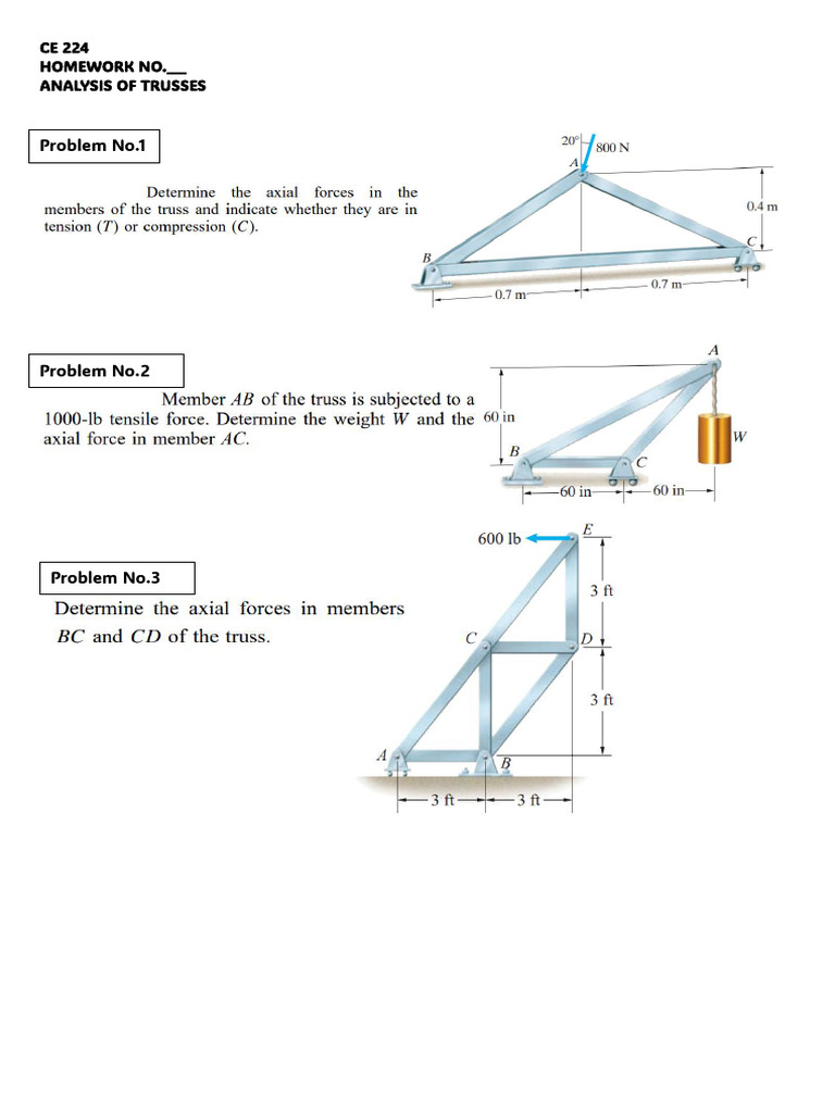 Homework Analysis of Trusses | PDF Homework Analysis of Trusses | PDF
