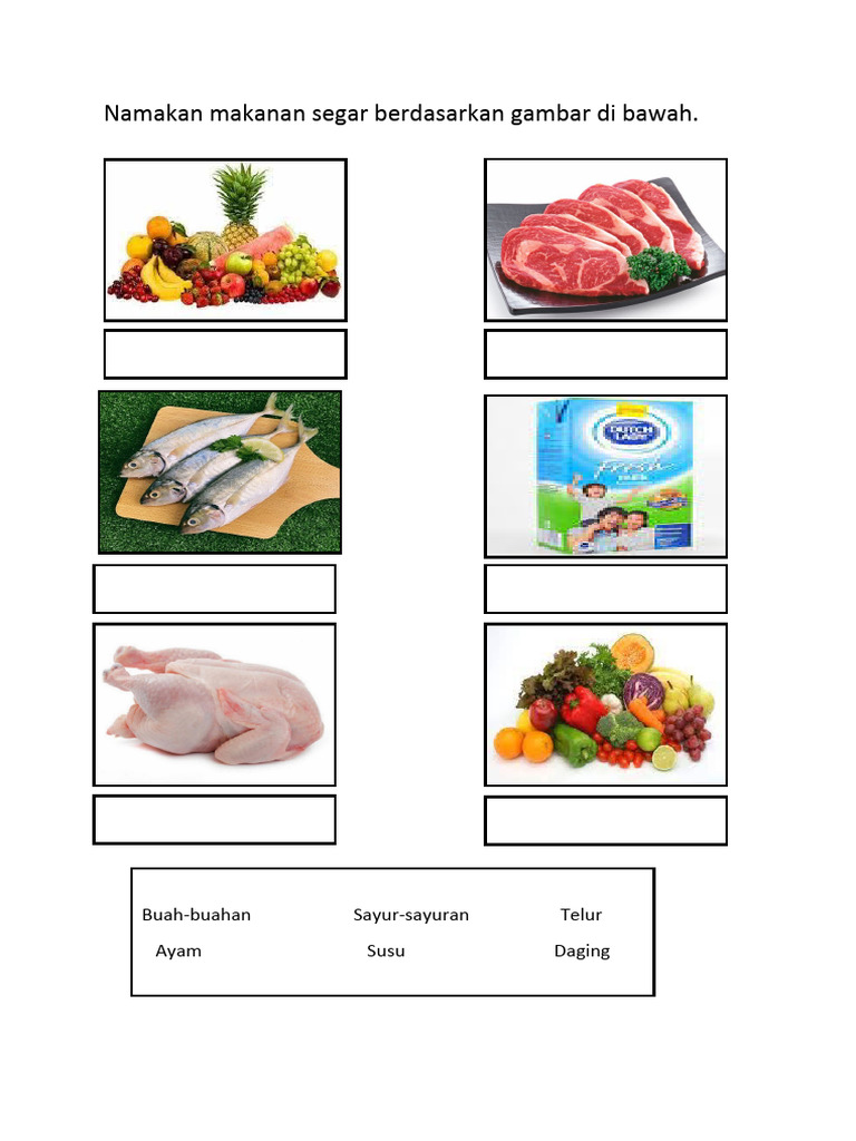 Namakan Makanan Segar Berdasarkan Gambar Di Bawah | PDF