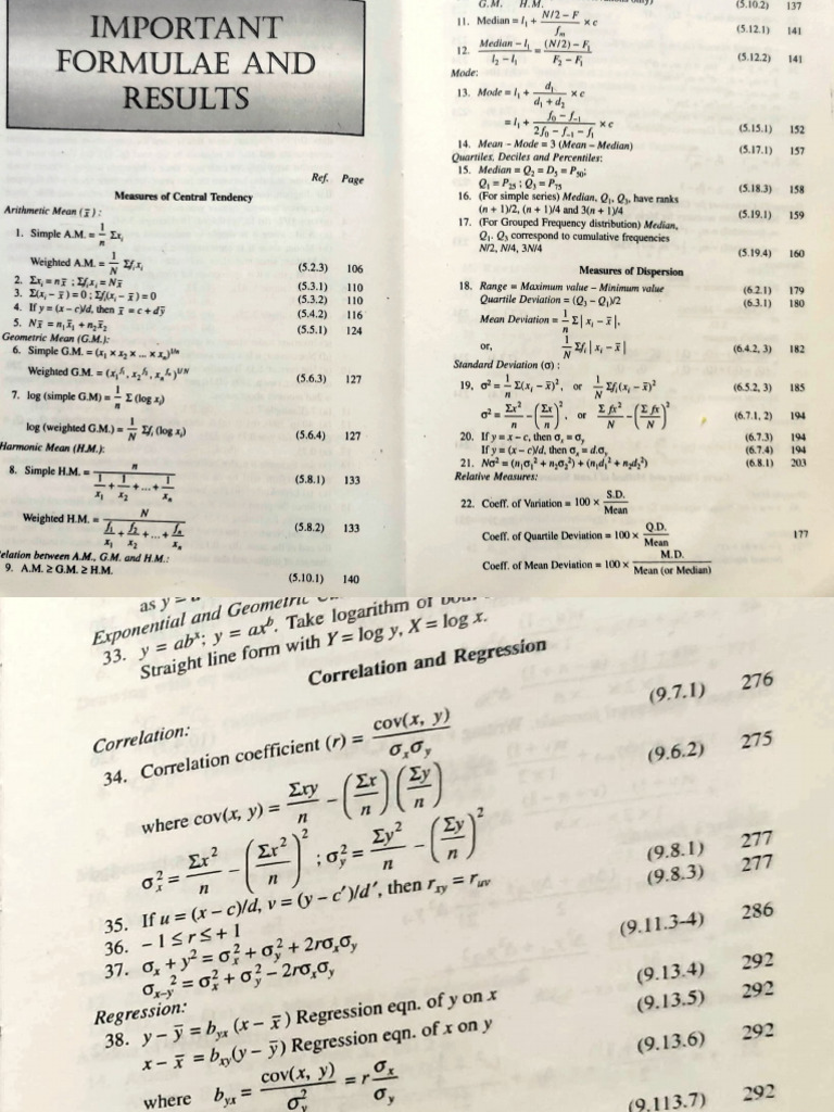 Stats Formula | PDF | Median | Mean