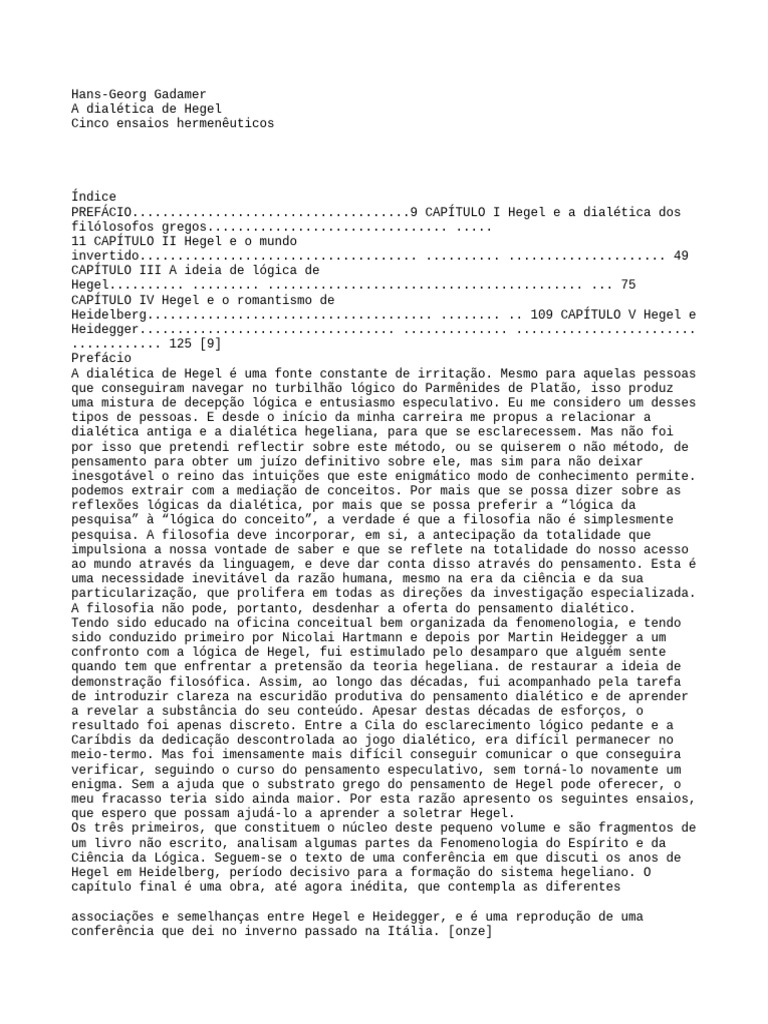 A Dialética de Hegel: Ensaios e Análises | PDF | Dialética | Georg ...