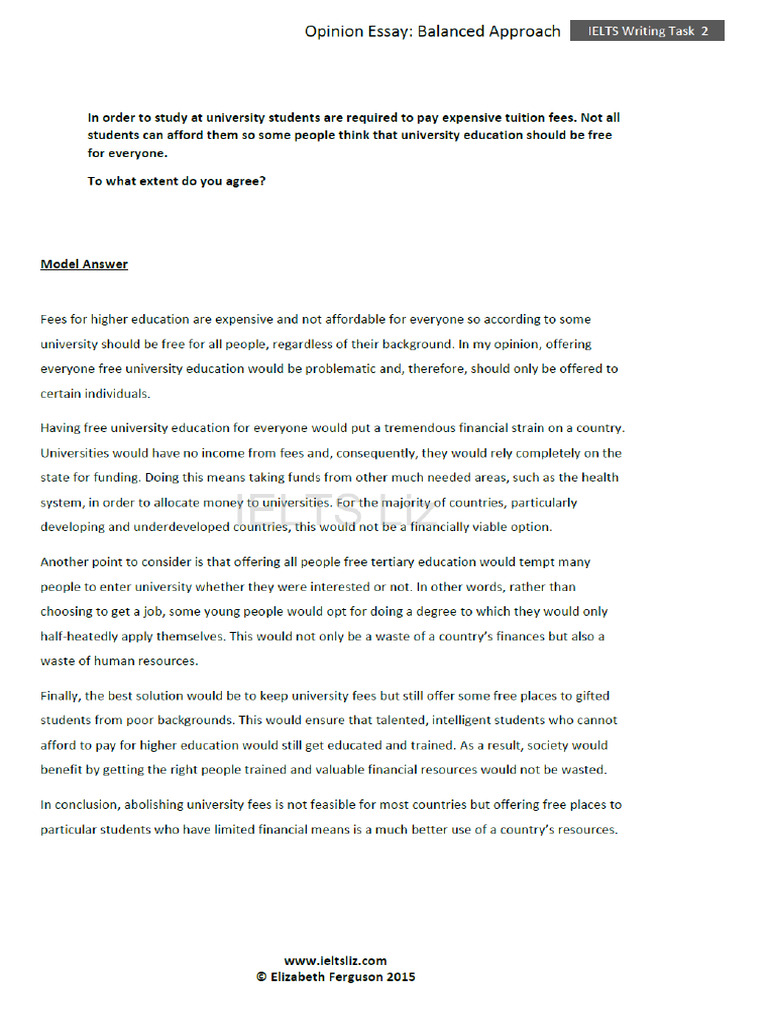 Opinion Essay Balanced Approach Model | PDF