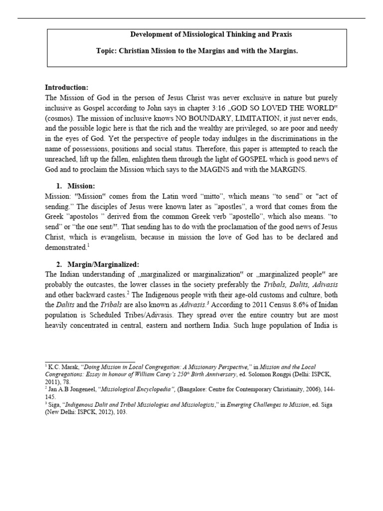 MISSION To The Marginalized. | PDF | Christian Mission | Dalit