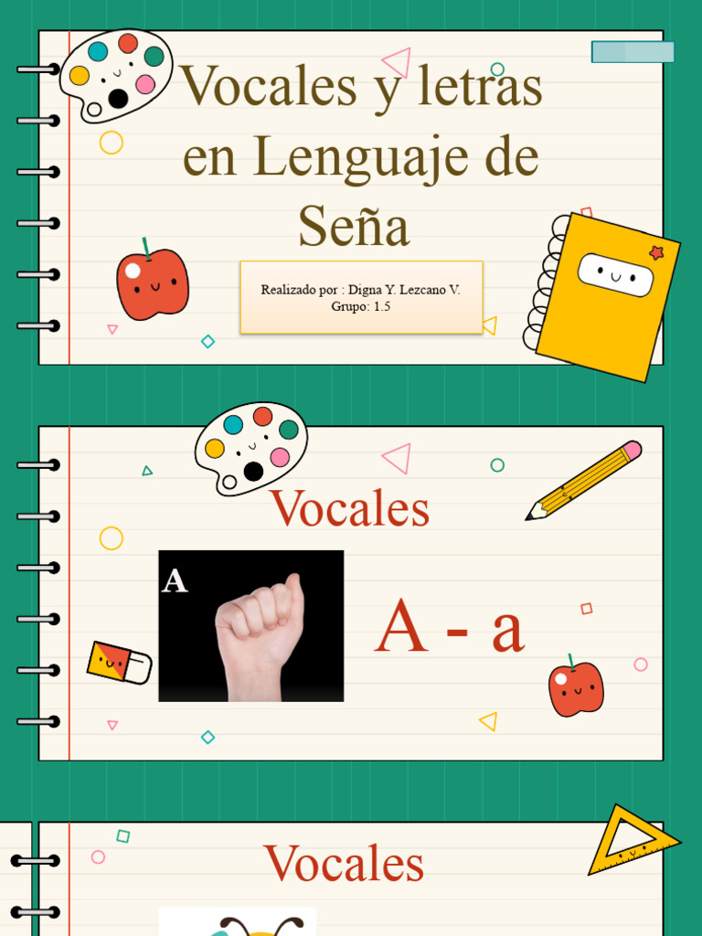 Senas de Vocales DL | PDF | Artes del Lenguaje y Comunicación
