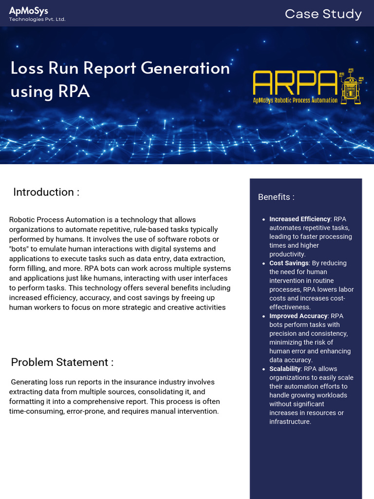 RPA for Efficient Loss Run Reports | PDF | Databases | Automation