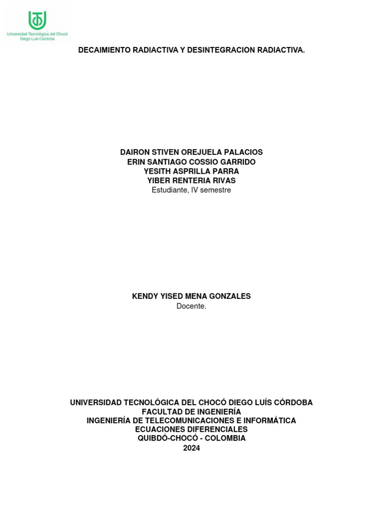 Decaimiento Radioactivo y Desintegrscion Radiactiva | PDF ...
