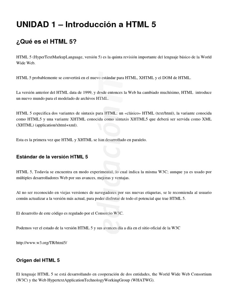 Introducción a HTML5 y sus mejoras | PDF | Web semántica | HTML