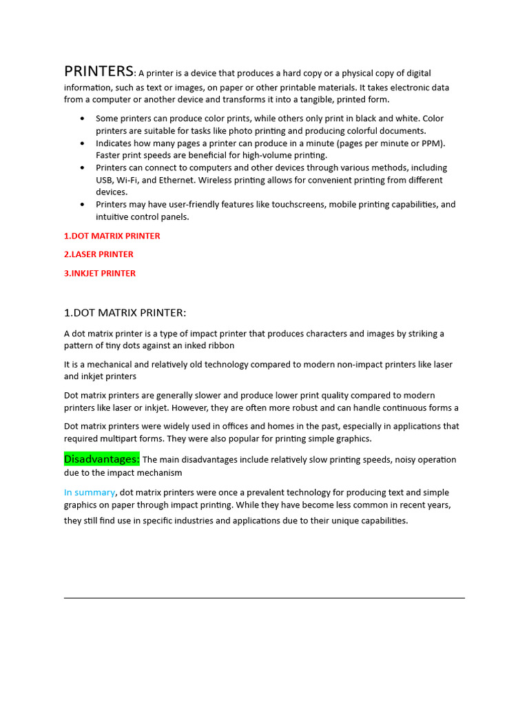 PRINTERS | PDF | Computers