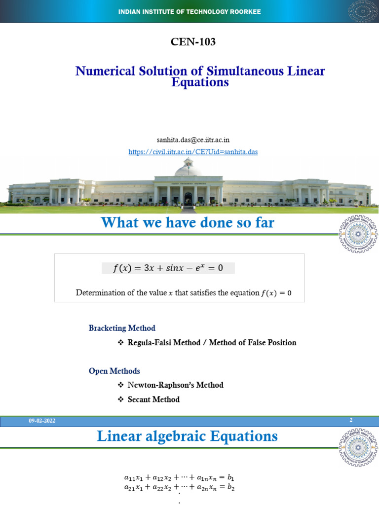 Numerical Methods for Linear Equations | PDF | Matrix (Mathematics ...