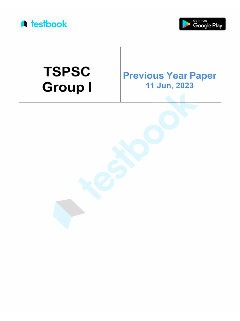 TSPSC Group 1 Prelims Exam 2023 Official Paper (Held On - 11 Jun, 2023 ...