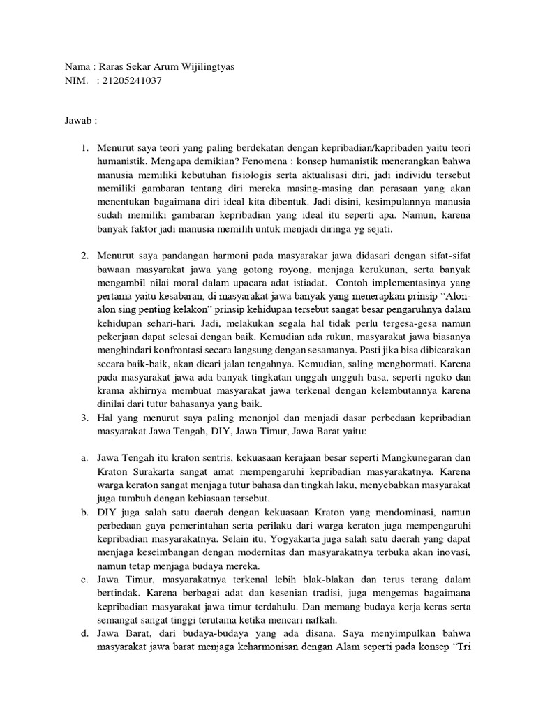 Raras Sekar Arum - Uas Kapribaden | PDF | Ilmu Sosial