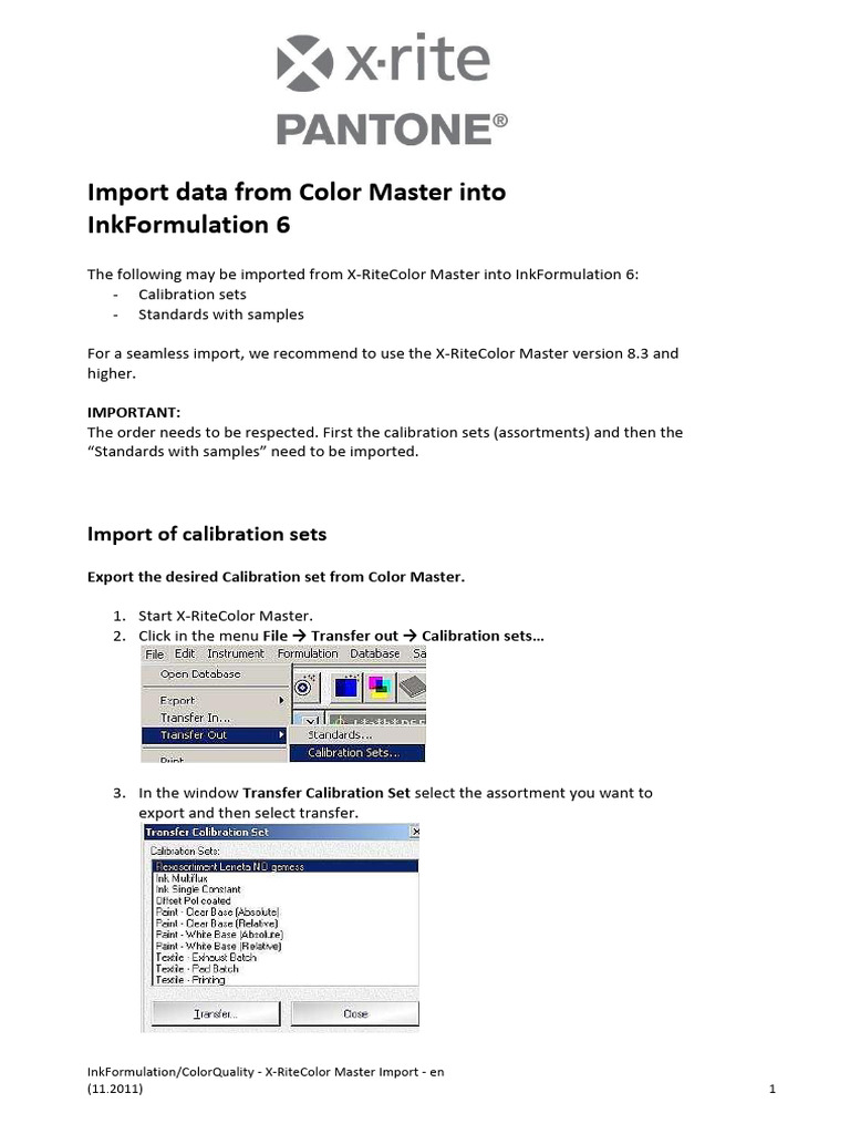 Importing X-Rite Color Master to InkFormulation | PDF | Calibration ...