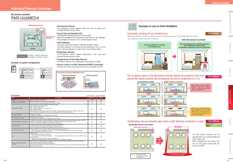ME Remote Controller Features Overview | PDF | Air Conditioning | Backlight