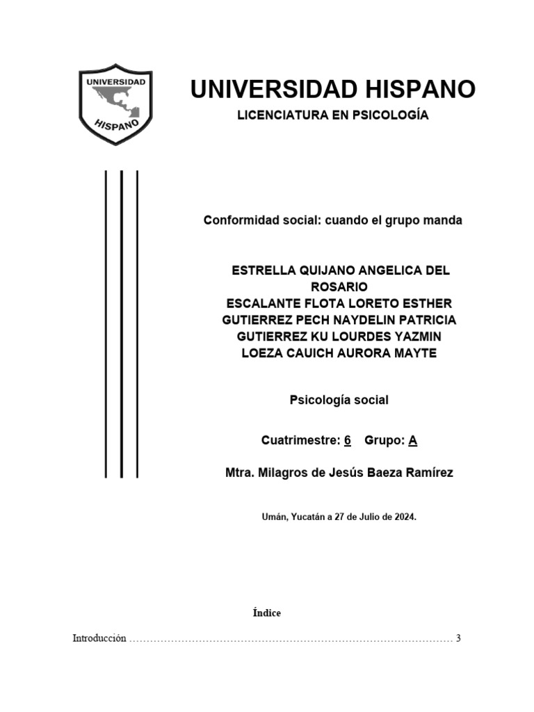 Conformidad Social: Influencias y Efectos | PDF | Conformidad ...