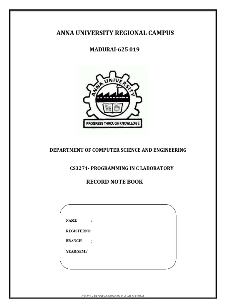 Cs3271 C Lab Manual AURCM KK | PDF | Pointer (Computer Programming) | C ... Cs3271 C Lab Manual AURCM KK | PDF | Pointer (Computer Programming) | C ...