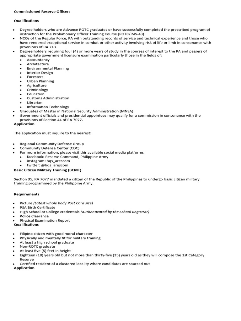 Commissioned Reserve Officers | PDF