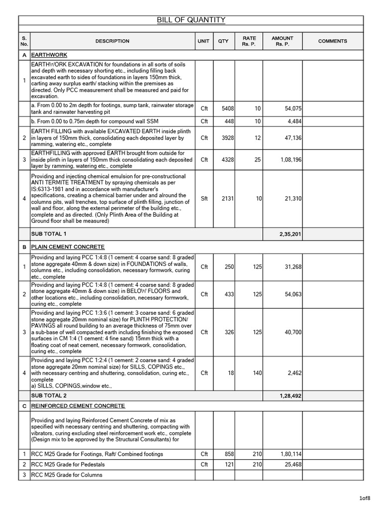 Revised BOQ 23032024 Final | PDF | Concrete | Building