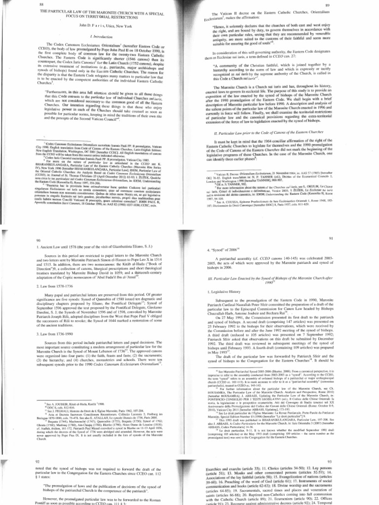 The Particular Law of The Maronite Churc | PDF