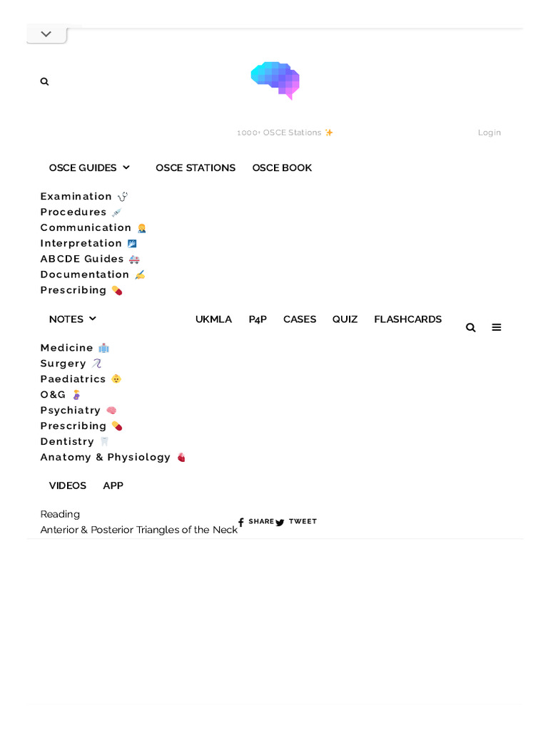 Anterior & Posterior Triangles of The Neck - Geeky Medics | PDF | Neck ...