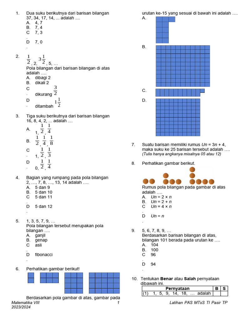 Latihan Matematika Kelas VIII | PDF
