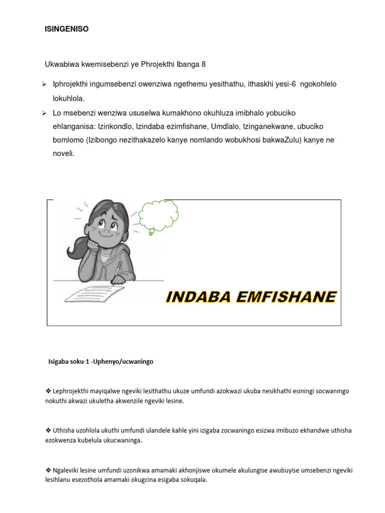 Phrojekthi Indaba Emfishane G8-1 | PDF