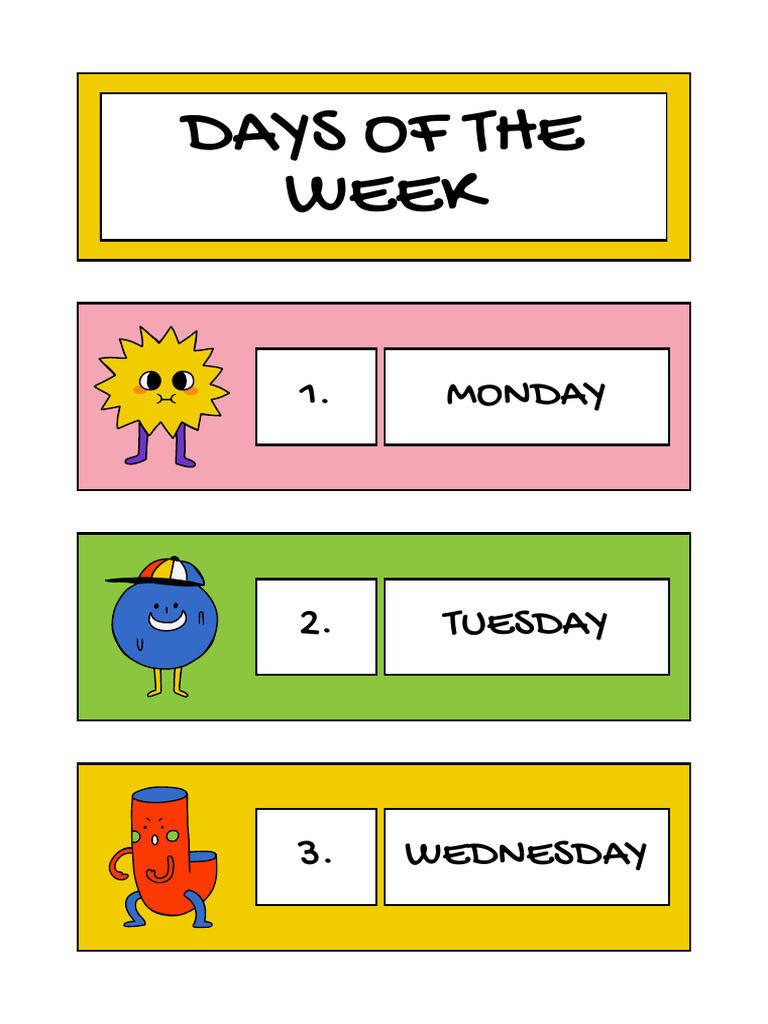 Overview of the Days of the Week | PDF | Language Arts & Discipline ...