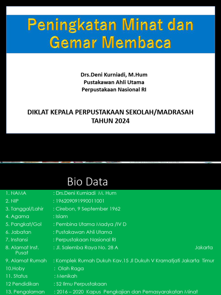 Bahan Tayang Peningkatan Minat Dan Gemar Membaca (PPT Diklat KPS) 2024 TERBARU | PDF | Sains ...