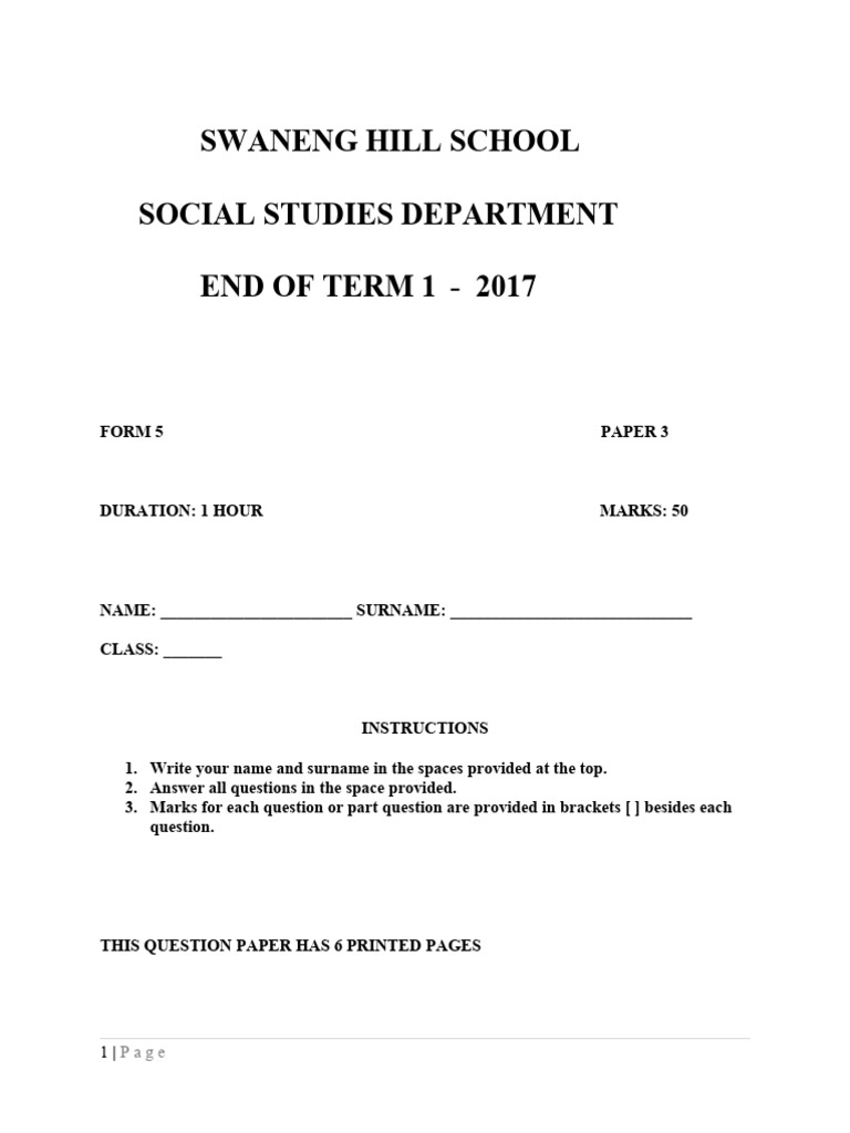 END OF TERM 1-2017 pp3 & Marking Key | PDF | Methodology