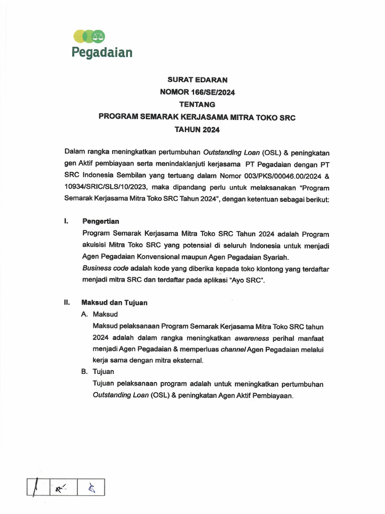 Final - Se 166 Tentang Program Semarak Kerjasama Mitra Toko SRC | PDF