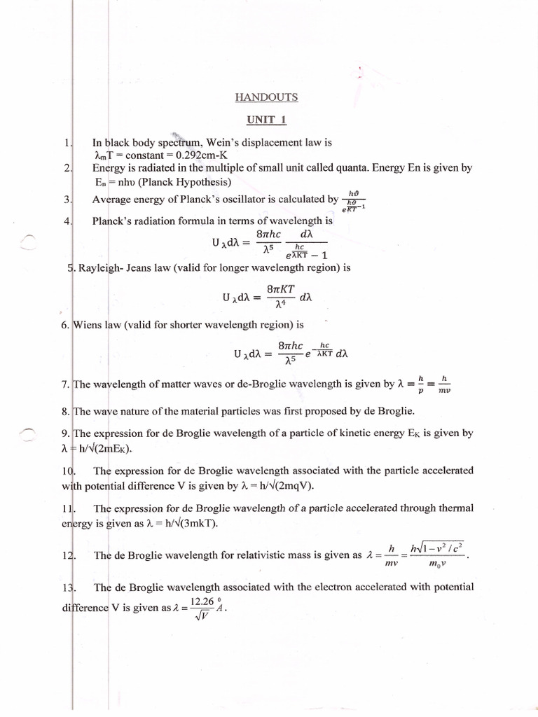 Unit 1 Handouts | PDF