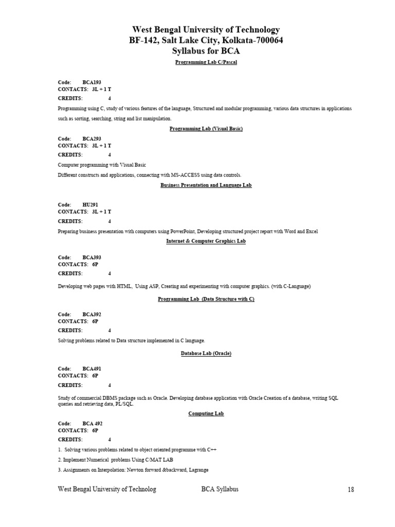 BCA New Syllabus-18 | PDF