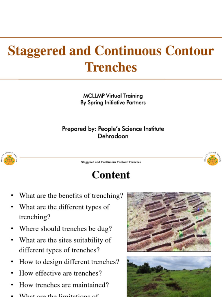 Staggered & Continuous Contour Trenches | PDF | Surface Runoff | Trench