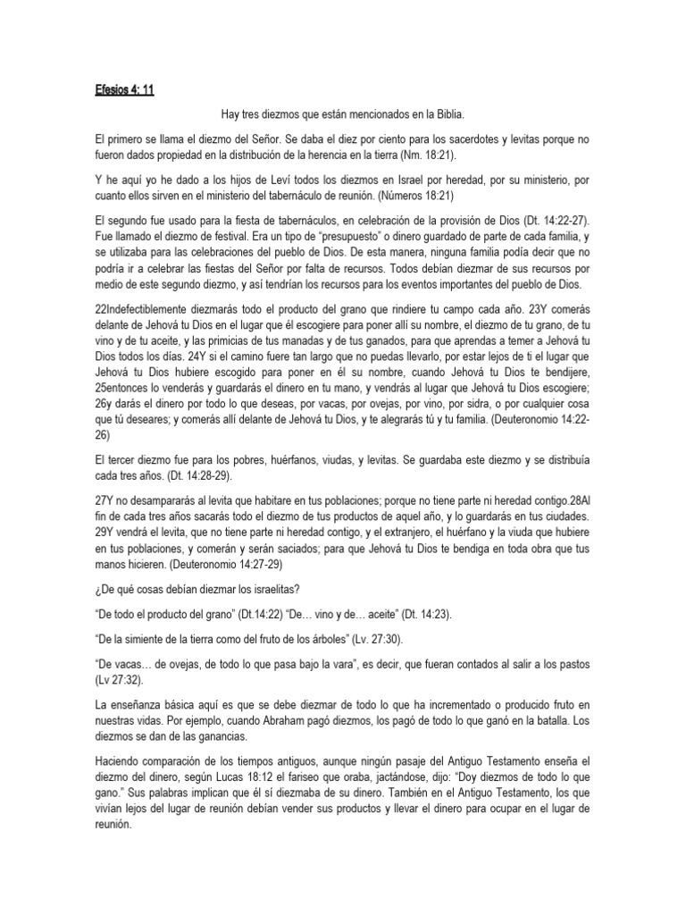 Efesios 4 MAYORDOMIA DE LOS DIEZMOS D | PDF | Sacerdote | Diezmo