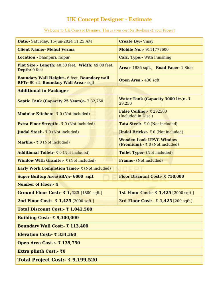 UKC Estimate Calculation 1852 1718616901 | PDF | Tile | Building ...
