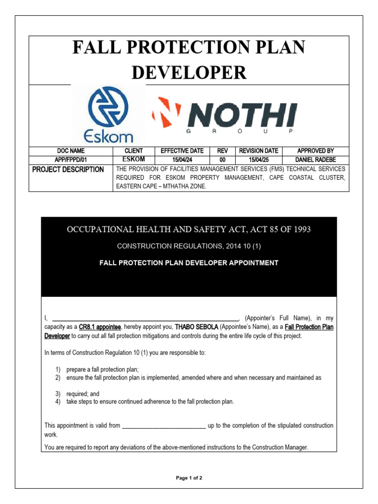 Appointment of Fall Protection Developer | PDF | Government