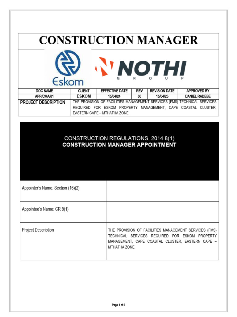 CONSTRUCTION MANAGER | PDF | Occupational Safety And Health | Workplace