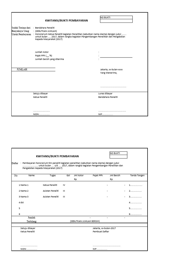 Contoh Format Kwitansi Pembayaran | PDF