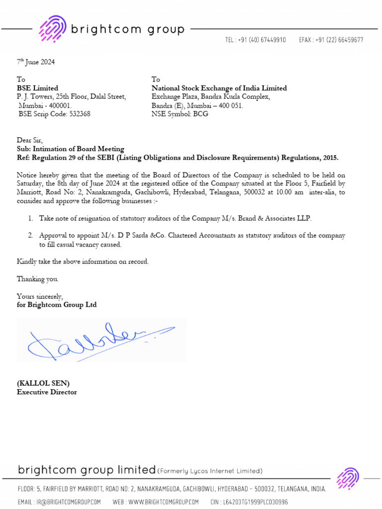 BCG 07062024215235 Intimation | PDF